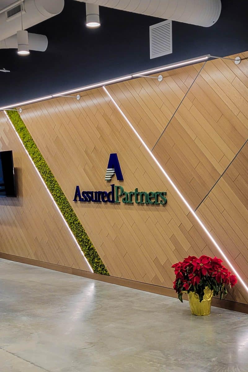 Lobby Signage at Assured Partners - Engraphix Architectural Signage, Inc.